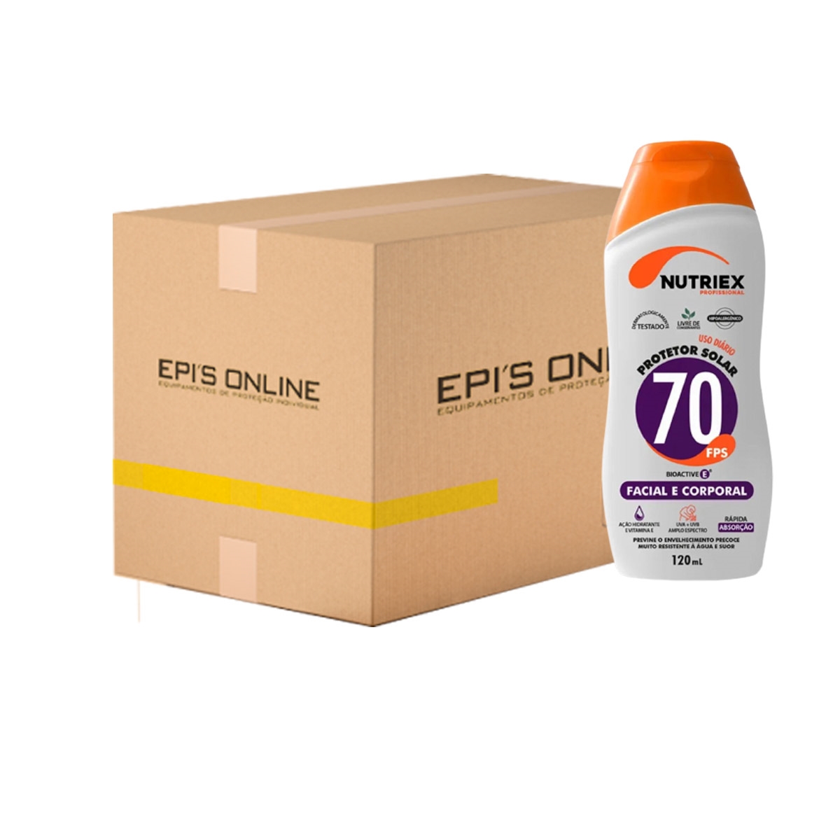 Protetor Solar Nutriex Fator 70 - Facial 120g com 12 Unidades - Epis Online