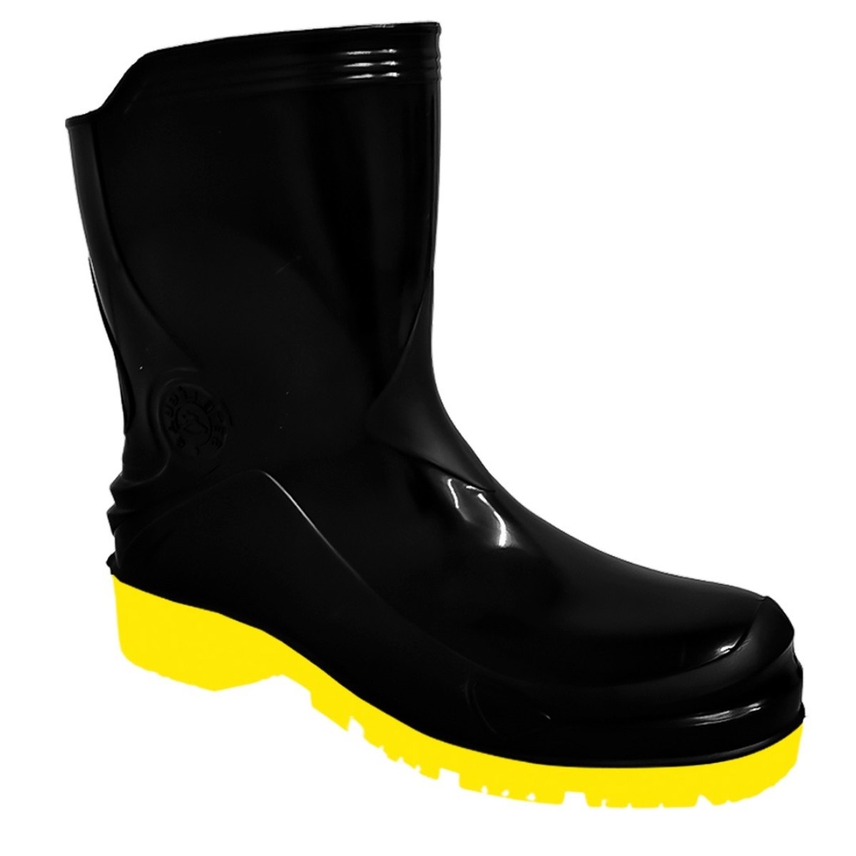 Bota de PVC Pro Force Cano Curto Preta com Solado Amarelo Sete Léguas ...
