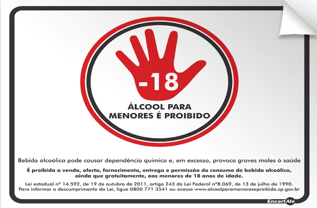 Adesivo Vinil 20x25cm Proibido Bebida Alcoólica Para Menores De 18 Anos